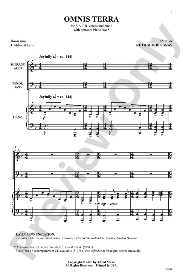 Omnis Terra: SATB Choral Octavo: Ruth Morris Gray - Digital Sheet Music Download