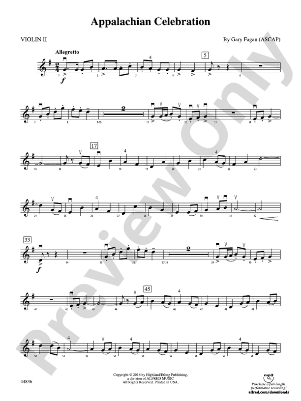 Appalachian Celebration: 2nd Violin: 2nd Violin Part - Digital Sheet ...