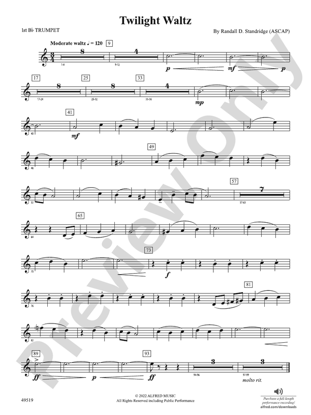 Twilight Waltz: 1st B-flat Trumpet: 1st B-flat Trumpet Part - Digital Sheet Music Download