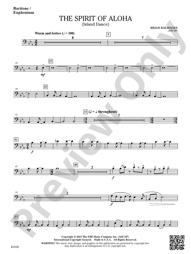 The Spirit of Aloha (Island Dance): Baritone / Euphonium: Baritone / Euphonium Part: Brian ...