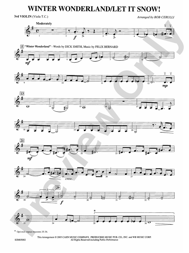 Winter Wonderland / Let It Snow!: 3rd Violin (Viola [TC]): 3rd Violin ...
