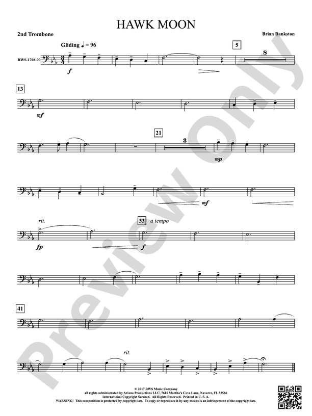 Hawk Moon: 2nd Trombone: 2nd Trombone Part: Brian Bankston - Digital ...
