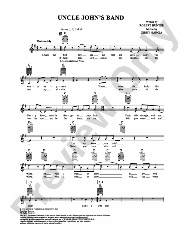 Uncle John's Band: Easy Guitar: Grateful Dead - Digital Sheet Music ...