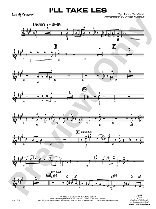 I'll Take Les: 2nd B-flat Trumpet: 2nd B-flat Trumpet Part - Digital Sheet Music Download