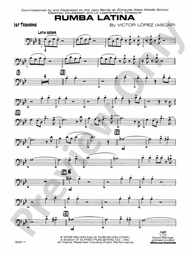 Rumba Latina: 1st Trombone: 1st Trombone Part - Digital Sheet Music Download