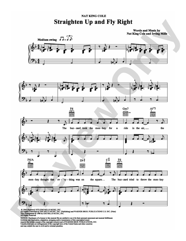 Straighten Up and Fly Right: Piano/Vocal/Chords: Nat King Cole ...