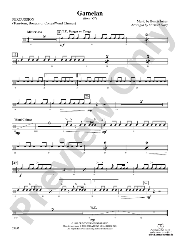Gamelan (from Cirque du Soleil's "O"): 1st Percussion: 1st Percussion Part - Digital Sheet Music ...