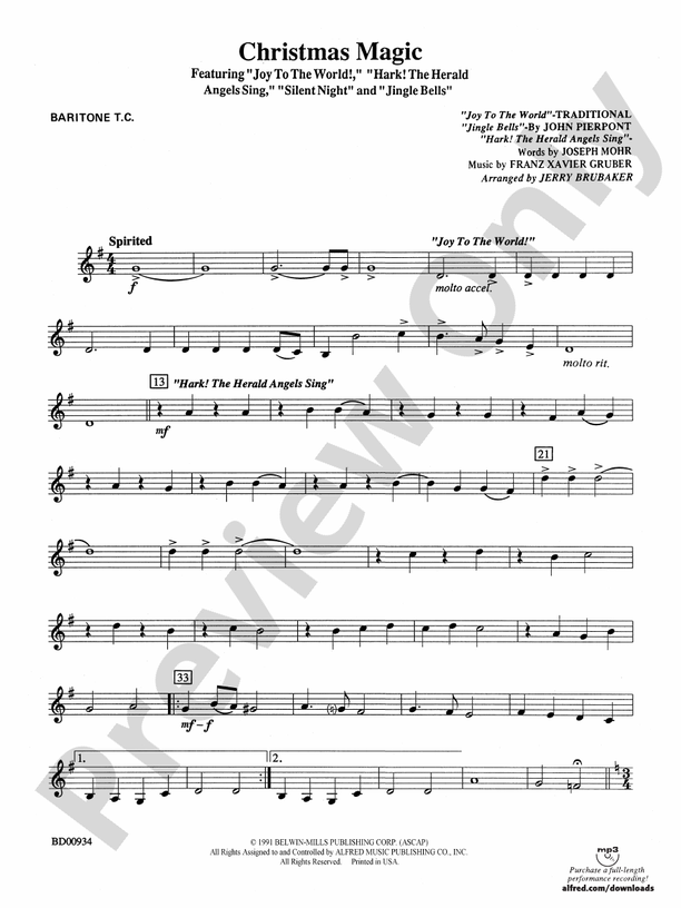 Christmas Magic: Baritone T.C.: Baritone T.C. Part - Digital Sheet ...