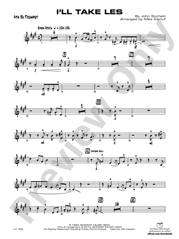 I'll Take Les: 4th B-flat Trumpet: 4th B-flat Trumpet Part - Digital ... I'll Take Les: 4th B-flat Trumpet: 4th B-flat Trumpet Part - Digital ...