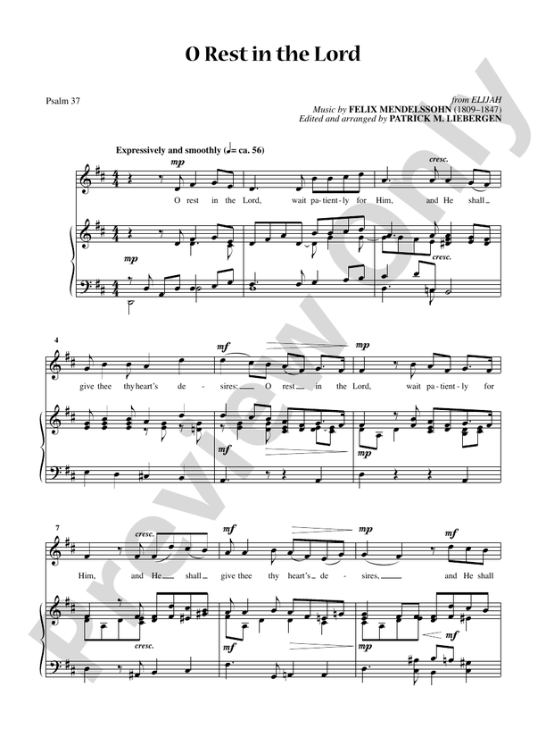 O Rest in the Lord [Medium Voice]: Voice: Felix Mendelssohn - Digital ...