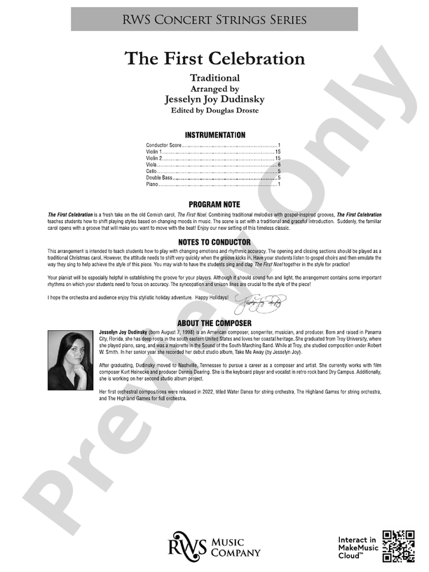 The First Celebration: String Orchestra Conductor Score & Parts ...
