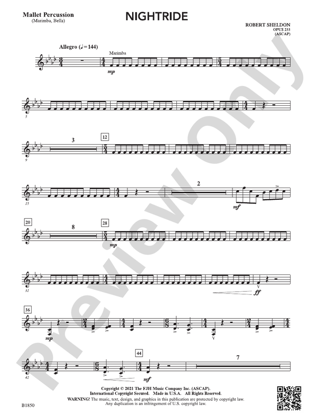 Nightride: Mallet Percussion: Mallet Percussion Part: Robert Sheldon ...