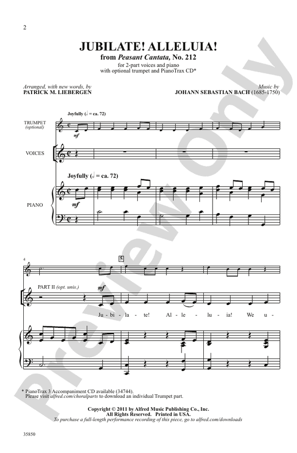 Jubilate! Alleluia!: 2-Part Choral Octavo: Johann Sebastian Bach ...