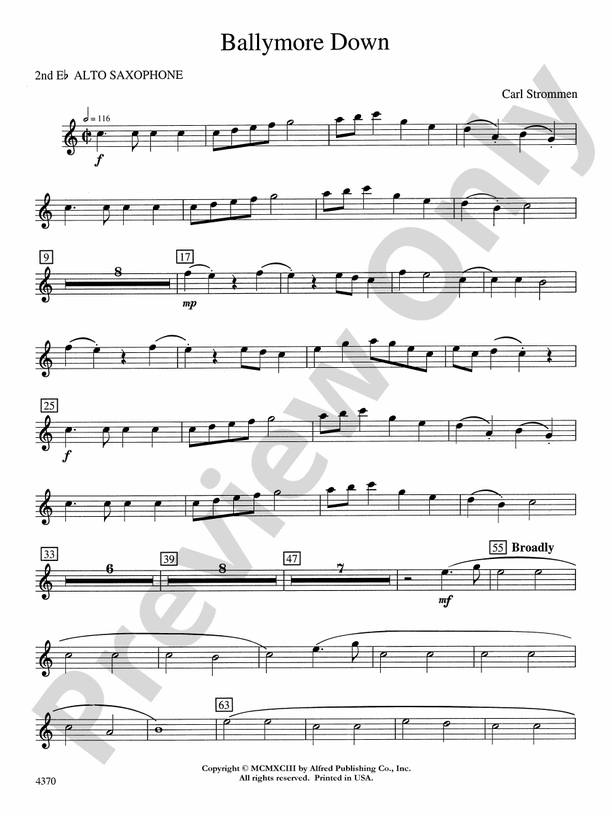 Ballymore Down: 2nd E-flat Alto Saxophone: 2nd E-flat Alto Saxophone Part - Digital Sheet Music ...