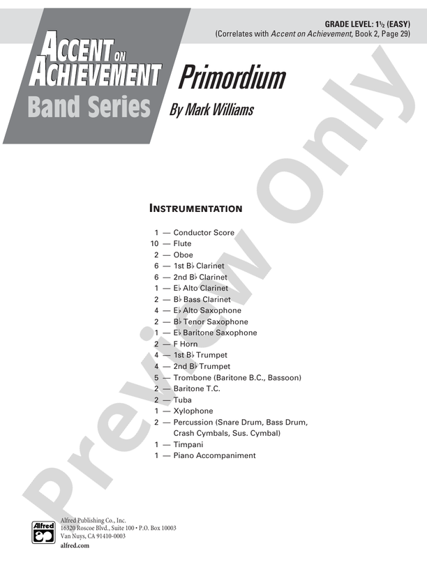 Primordium: Score: Concert Band Score - Digital Sheet Music Download