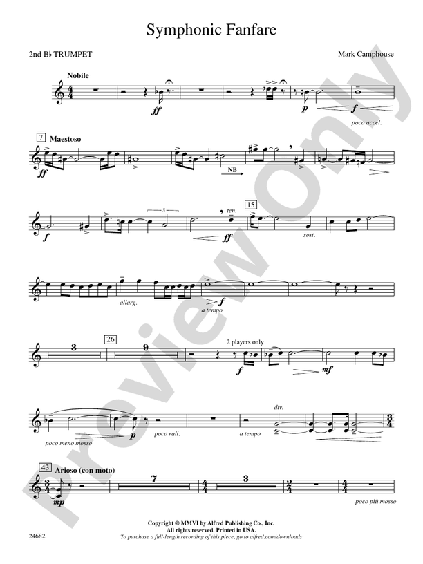 Symphonic Fanfare: 2nd B-flat Trumpet: 2nd B-flat Trumpet Part - Digital Sheet Music Download
