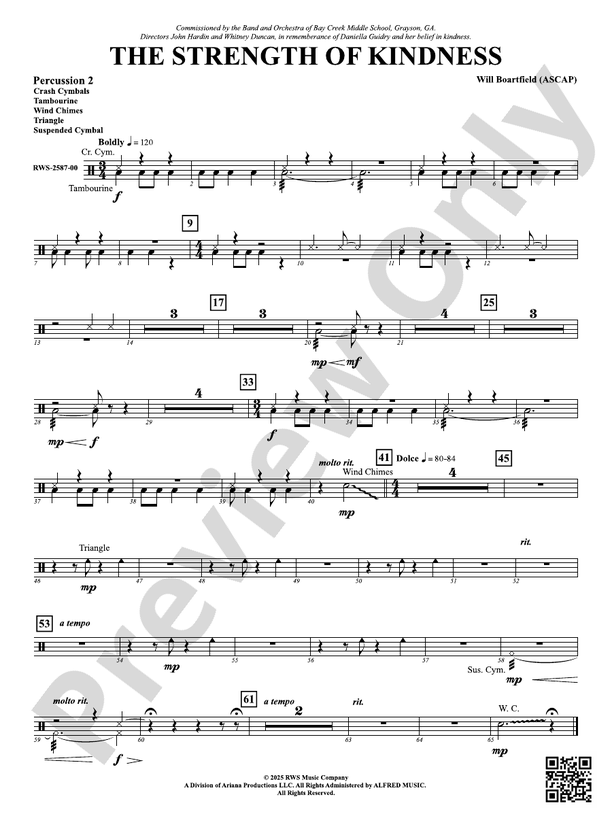 The Strength of Kindness: 2nd Percussion: 2nd Percussion Part: Will ...