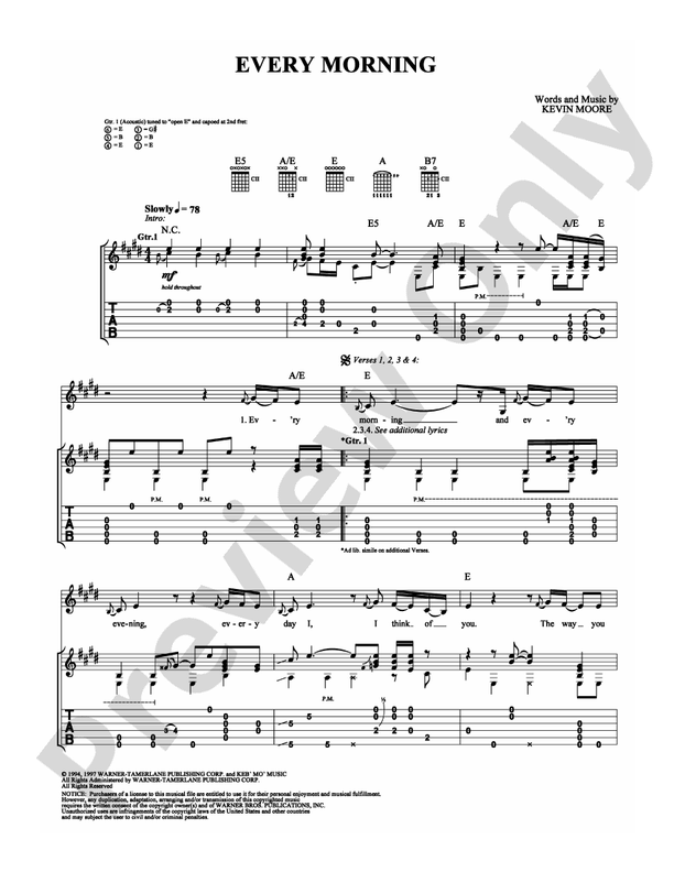 Every Morning: Guitar TAB: Keb' Mo' - Digital Sheet Music Download
