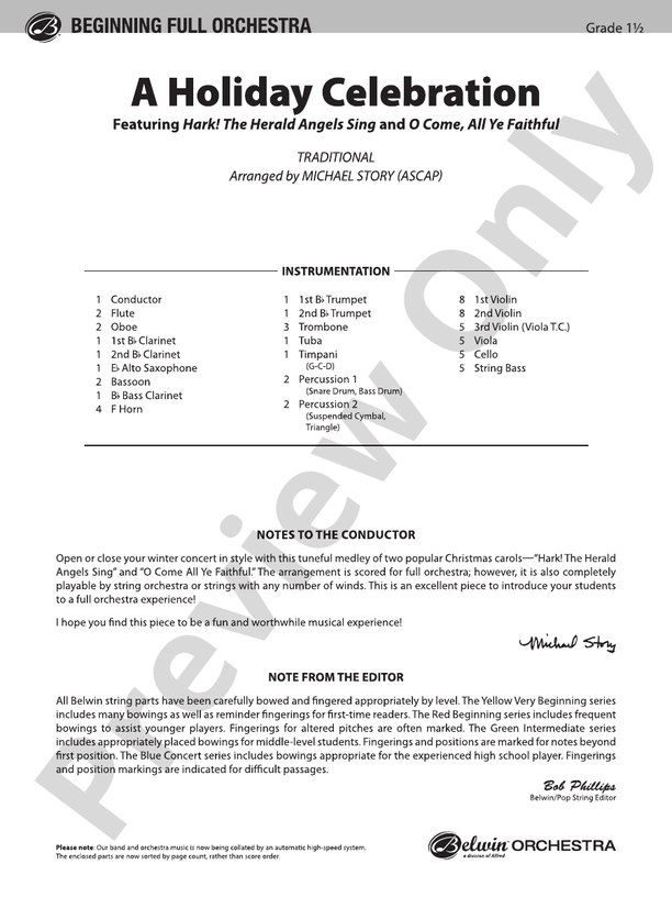 A Holiday Celebration: Full Orchestra Conductor Score & Parts - Digital ...