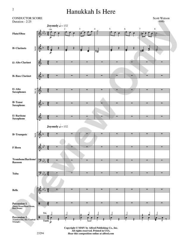 Hanukkah Is Here: Concert Band Conductor Score & Parts: Scott Watson ...