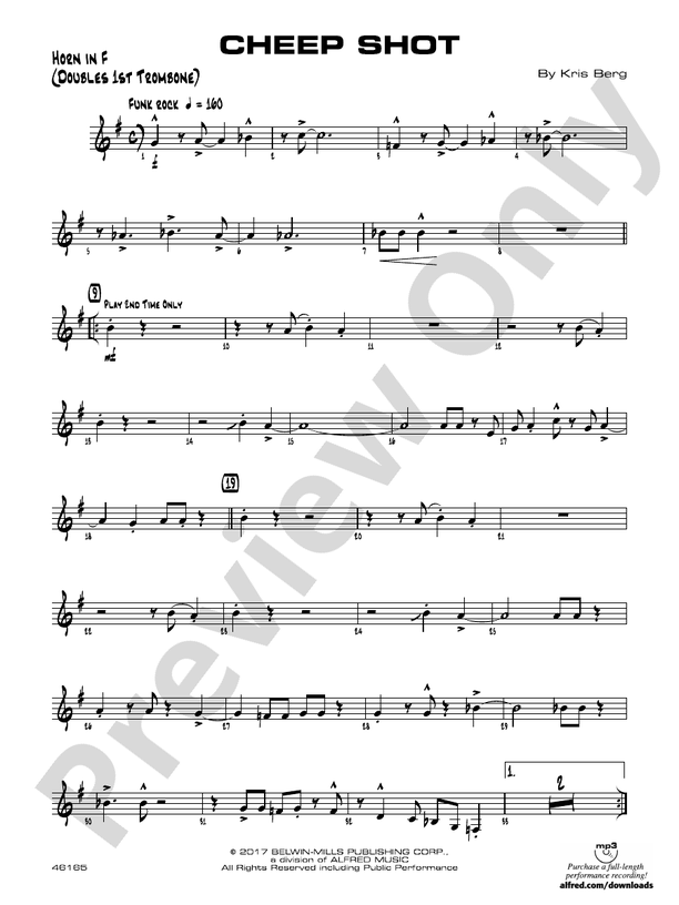 Cheep Shot: 1st F Horn: 1st F Horn Part - Digital Sheet Music Download