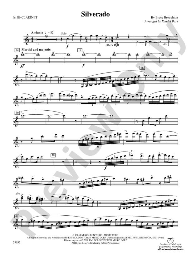 Silverado: 1st B-flat Clarinet: 1st B-flat Clarinet Part - Digital ...