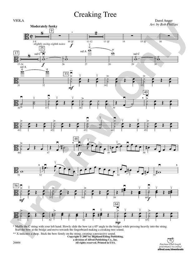 Creaking Tree: Viola: Viola Part - Digital Sheet Music Download