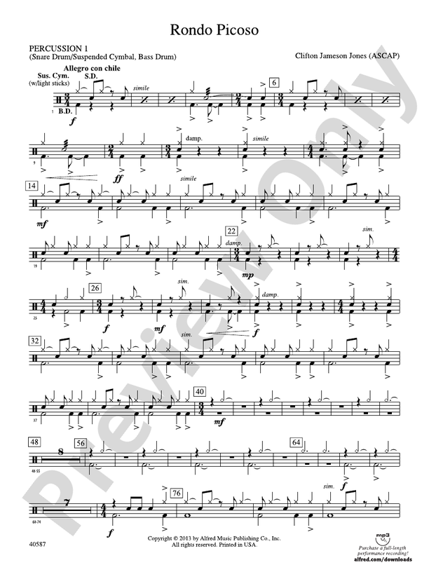 Rondo Picoso: 1st Percussion: 1st Percussion Part - Digital Sheet Music ...