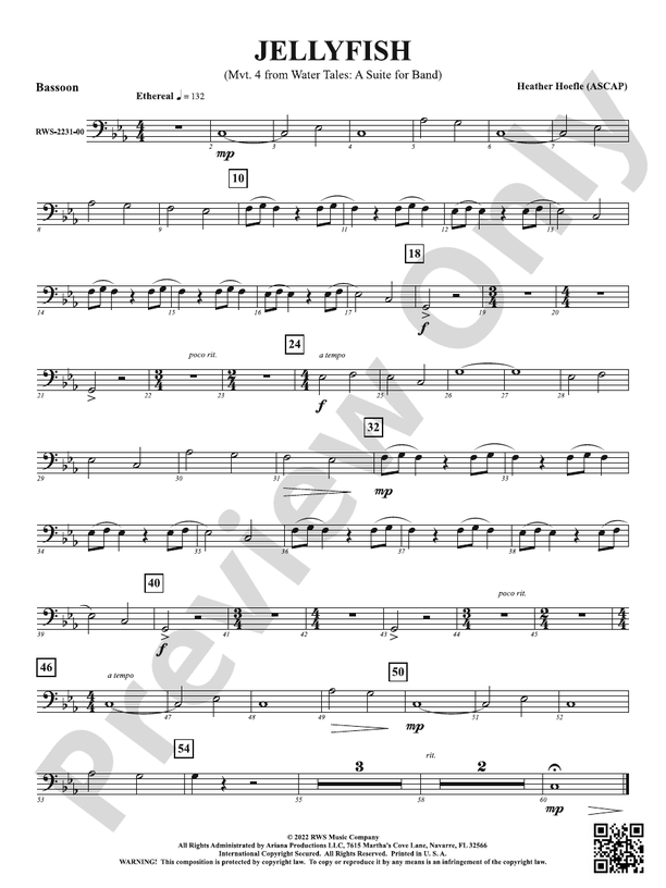 Jellyfish - Mvt. 4 from Water Tales: A Suite for Band: Bassoon: Bassoon ...