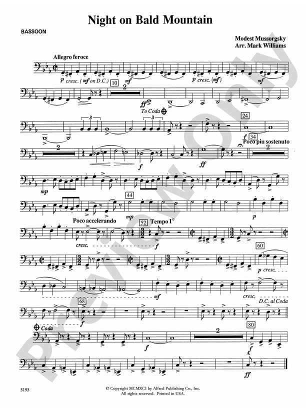 Night on Bald Mountain: Bassoon: Bassoon Part - Digital Sheet Music ...