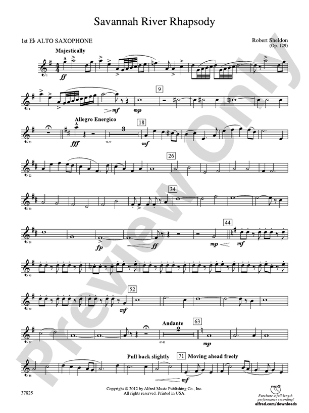 Savannah River Rhapsody: E-flat Alto Saxophone: E-flat Alto Saxophone Part - Digital Sheet Music ...