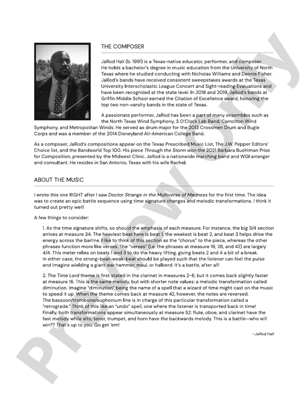 Time Lord: Concert Band Conductor Score & Parts: JaRod Hall - Digital ...