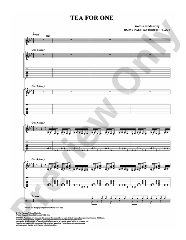 Tea for One: Guitar TAB: Led Zeppelin - Digital Sheet Music Download