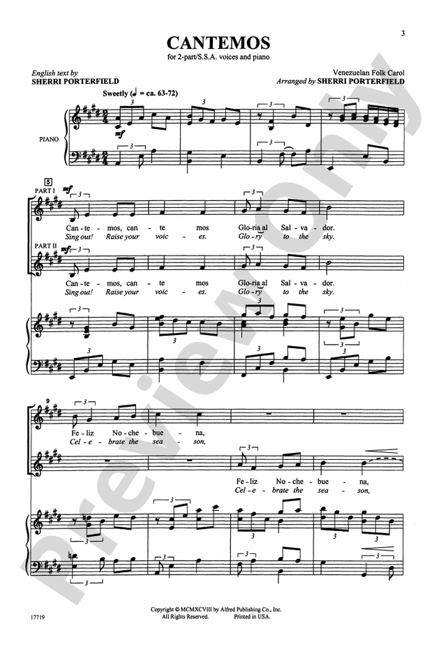 Cantemos (Venezuelan Folk Carol): 2-Part/SSA Choral Octavo - Digital Sheet Music Download