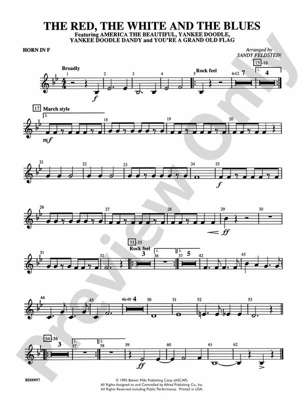 The Red, the White, and the Blues: 1st F Horn: 1st F Horn Part ...