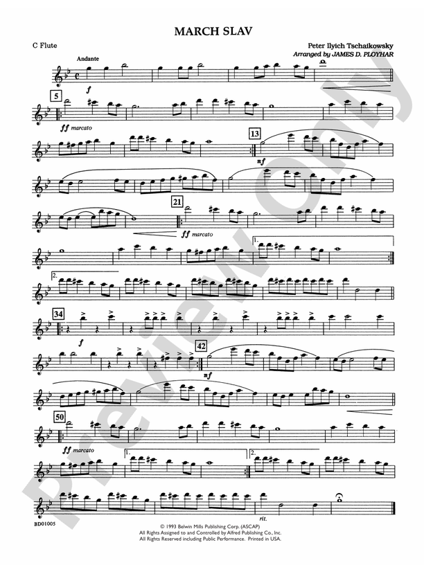 March Slav: Flute: Flute Part - Digital Sheet Music Download