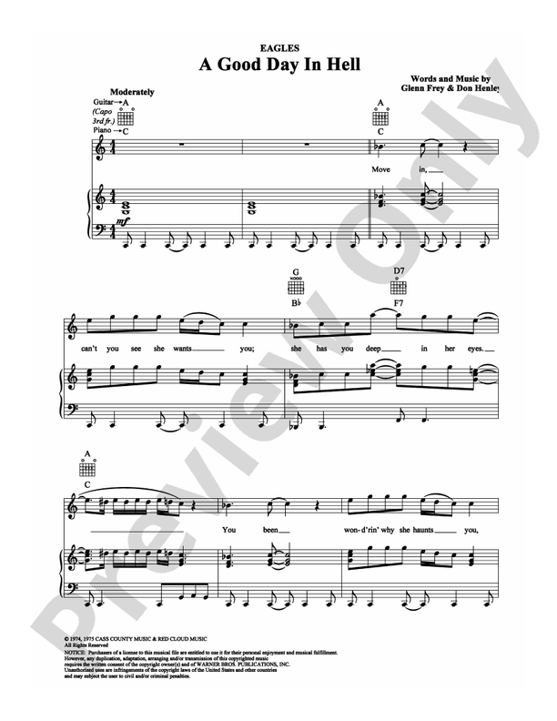 A Good Day In Hell: Piano/Vocal/Chords: Eagles - Digital Sheet Music ...