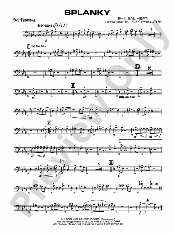 Splanky: 2nd Trombone: 2nd Trombone Part - Digital Sheet Music Download