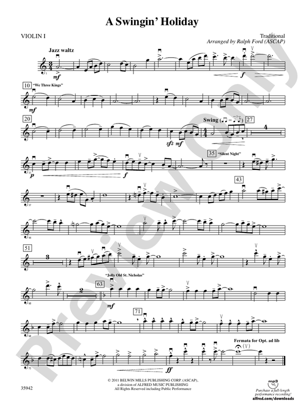 A Swingin' Holiday: 1st Violin: 1st Violin Part - Digital Sheet Music Download