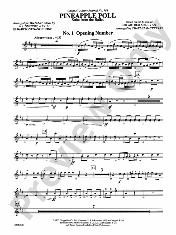 Pineapple Poll (Suite from the Ballet): E-flat Baritone Saxophone: E-flat Baritone Saxophone ...