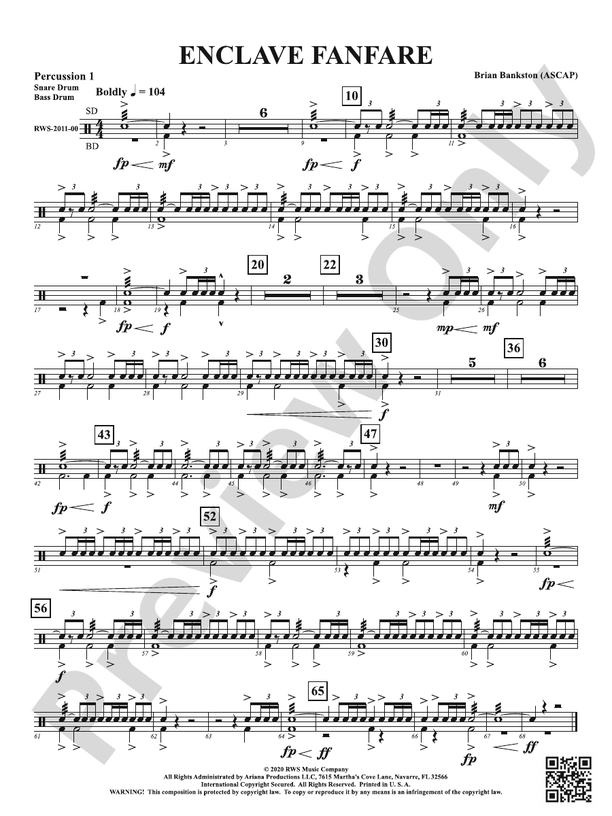 Enclave Fanfare: 1st Percussion: 1st Percussion Part: Brian Bankston ...
