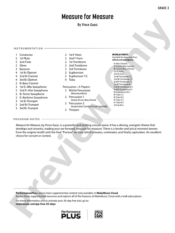 Measure for Measure: Score: Concert Band Score - Digital Sheet Music ...