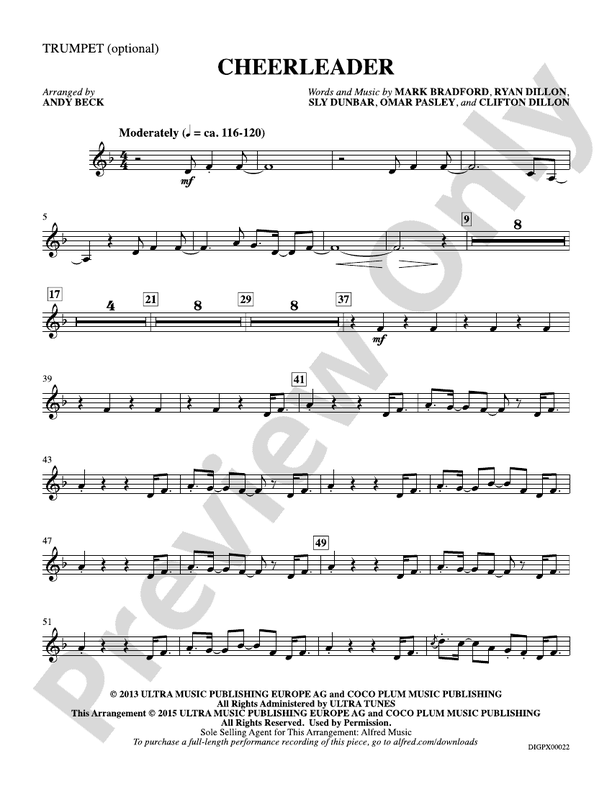Cheerleader: Trumpet: Trumpet Part: Mark Bradford - Digital Sheet Music ...