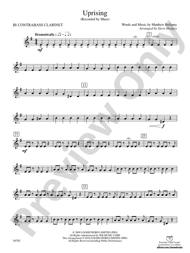 Uprising: (wp) B-flat Contrabass Clarinet: (wp) B-flat Contrabass Clarinet World Part - Digital ...