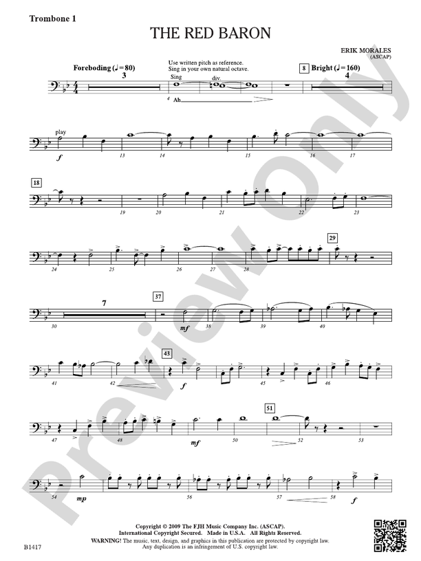 The Red Baron: Trombone 1: Trombone 1 Part: Erik Morales - Digital ...