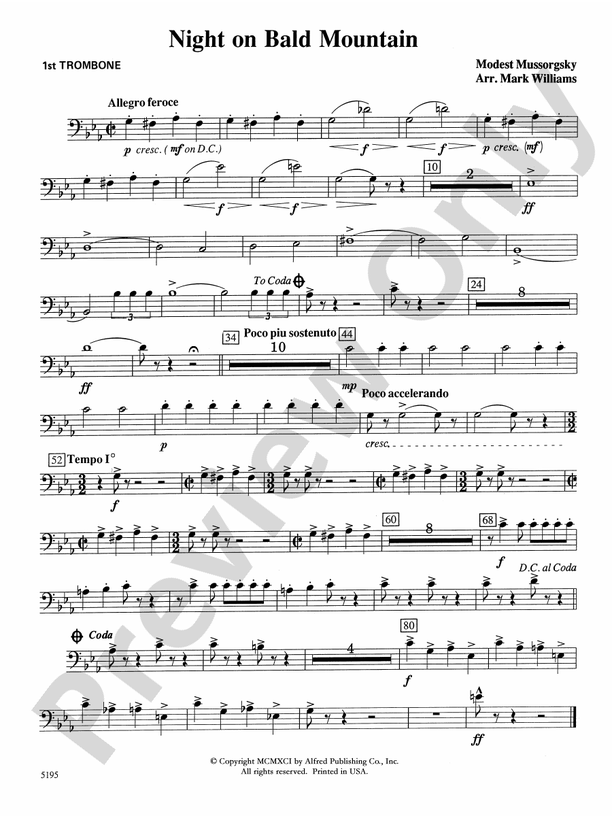 Night on Bald Mountain: 1st Trombone: 1st Trombone Part - Digital Sheet ...