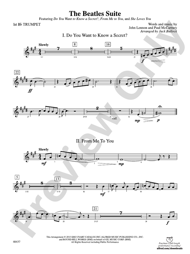 The Beatles Suite: 1st B-flat Trumpet: 1st B-flat Trumpet Part ...
