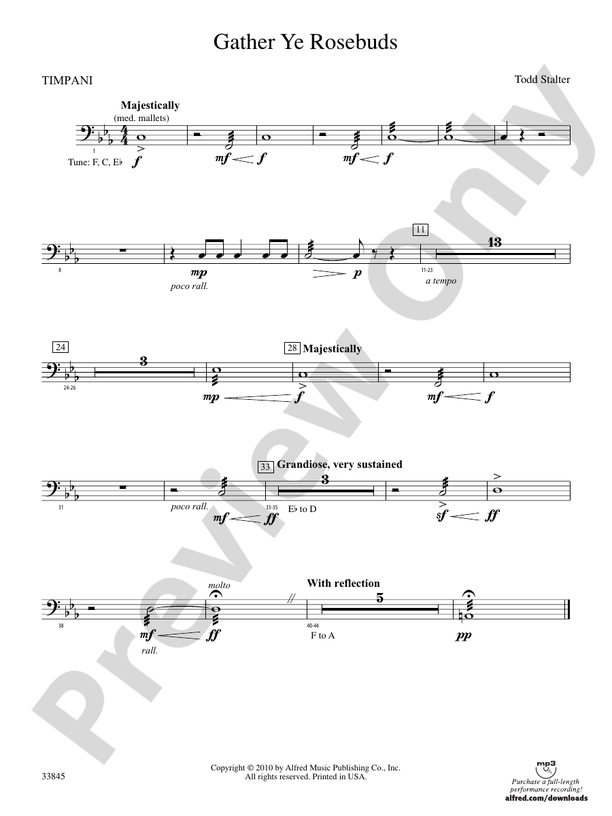 Gather Ye Rosebuds: Timpani: Timpani Part - Digital Sheet Music Download