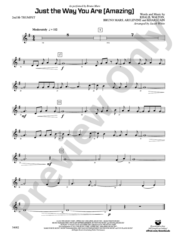 Just the Way You Are (Amazing): 2nd B-flat Trumpet: 2nd B-flat Trumpet Part - Digital Sheet ...