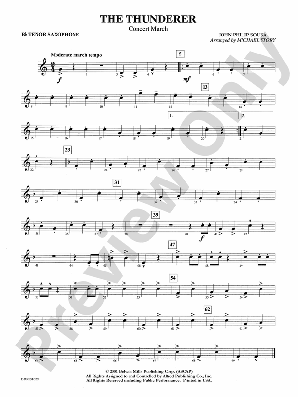 The Thunderer: B-flat Tenor Saxophone: B-flat Tenor Saxophone Part ...